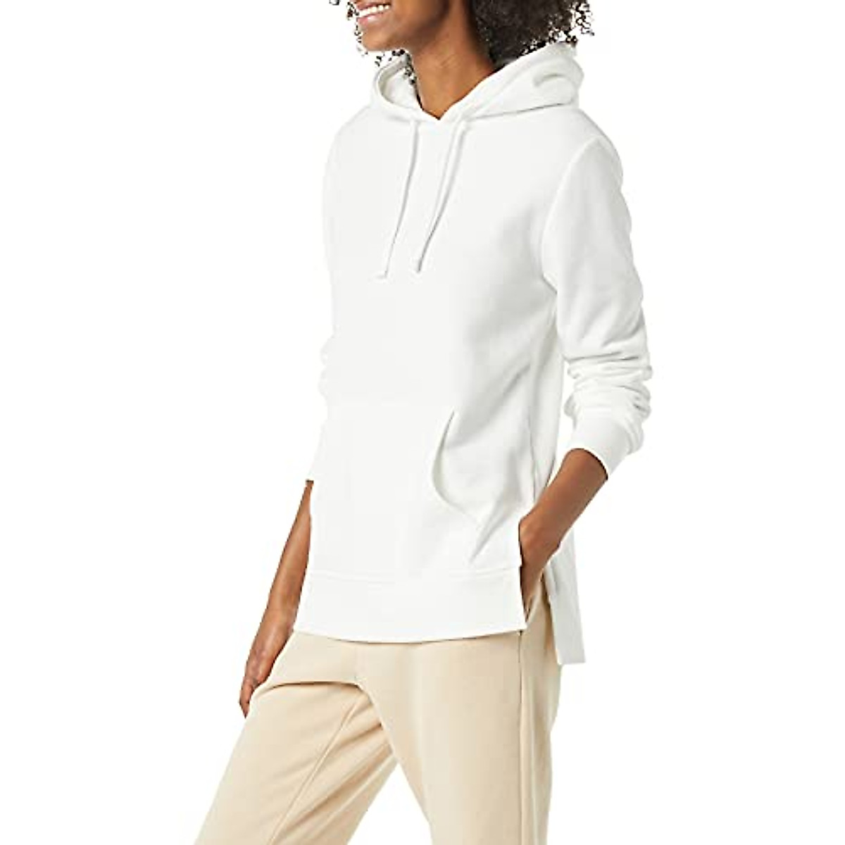 Amazon Essentials Women's French Terry Hooded Tunic Sweatshirt, White, X-Large