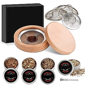 LOYUBNY Cocktail Smoker Kit Old Fashioned Smoker Kit Whiskey,Drink,Bourbon,BBQ Smoker Kit with4 Flavors Wood Chips Gift for Dad/Husband/Men/Father's Day