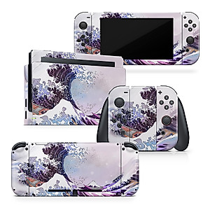 Tacky Design Watercolor Skin Compatible with Nintendo Switch Skin Wrap Cover, Wave Off Kanagawa Skin for Nintendo Switch Stickers, Premium Vinyl 3M Full Wrap Decal.