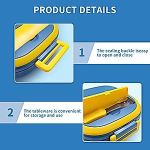 AQEENURA Small Bento Lunch box for kids Toddlers 2-7 ages,loncheras para nios,lunch containers for girls boys lunch box for school 500ML 3 Compartment with Spoon Stainless Steel Durable (Blue)