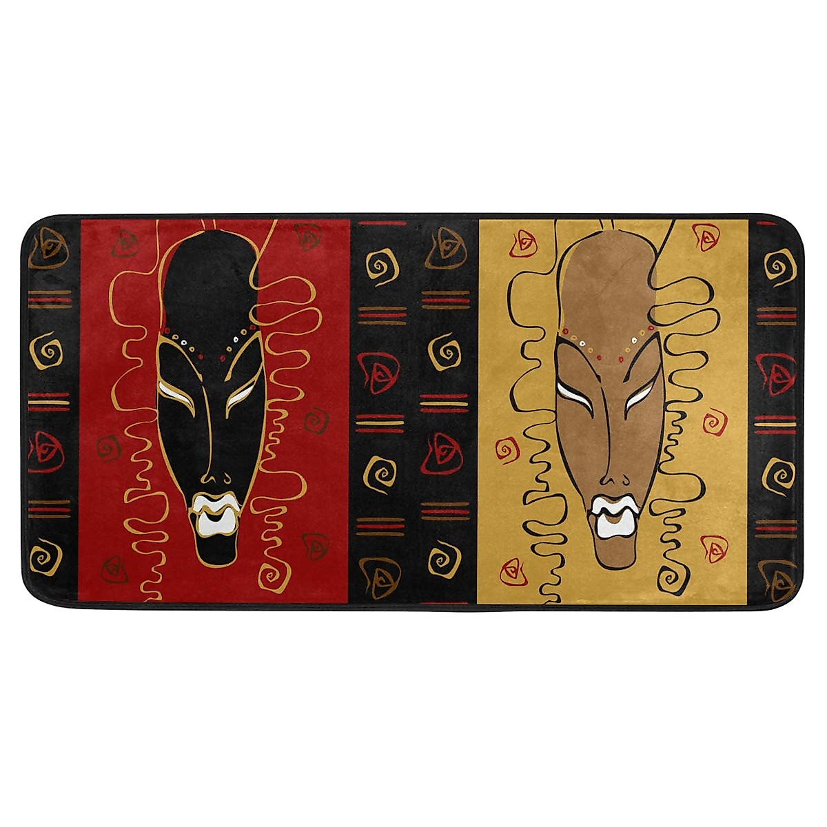 Kitchen Rug Mats 39X20 Inch African Mask Symbol Soft Doormat Bath Rugs Runner Non-Slip for Home Decor