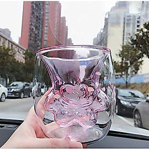 Cat Paw Cup Cute Mug Sakura Cup Double Wall Coffee Mugs Cat Foot Milk Glass Sakura Cup Gift for Coffee Tea