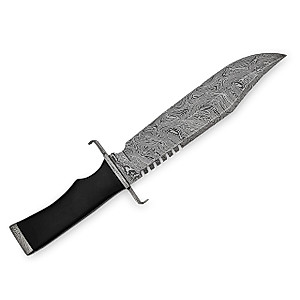 SFG - 14" Fixed Blade Hunting Bowie Knife, Damascus Steel Blade, Non-Slip Black Micarta Handle, Hunting, Camping, Backpacking, Fishing, Unique Gift Item For Him