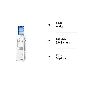Comft Top Loading Water Cooler Water Dispenser - Cold & Cool Water, Child Safety Lock, 5 Gallon Water Dispenser for Home Office School Kitchen with Storage Cabinet, White (RR1)