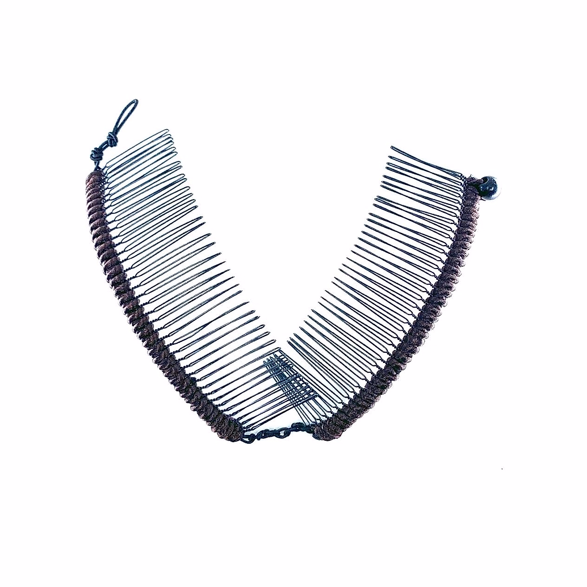 HairZing Stretchy Banana Hair Clip - Sturdy Hold, No Damage, Creases or Pain (Satin Cord) (Brown, Large (Pack of 1))