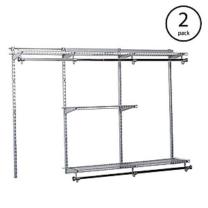 Rubbermaid Configurations 3-6 Feet Expandable Hanging and Shelf Space Custom DIY Closet Organizer Kit, Titanium (2 Pack)