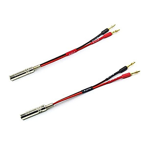 WJSTN 1/4 TS to Banana Plug Speaker Cable 6.35 mm 1/4" Female to Banana Plug Speaker Mono Adapter 8 inches 2pack