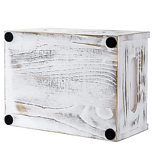 MyGift Whitewashed Wood Remote Control Holder Organizer with 4 Compartments, Media Storage Caddy with Cursive REMOTES Design