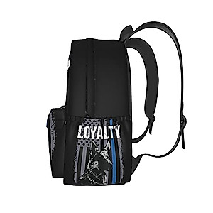 Police K9 Unit Dog Loyalty Thin Blue Line Flag Backpack Lightweight School College Bookbag Casual Travel Daypack