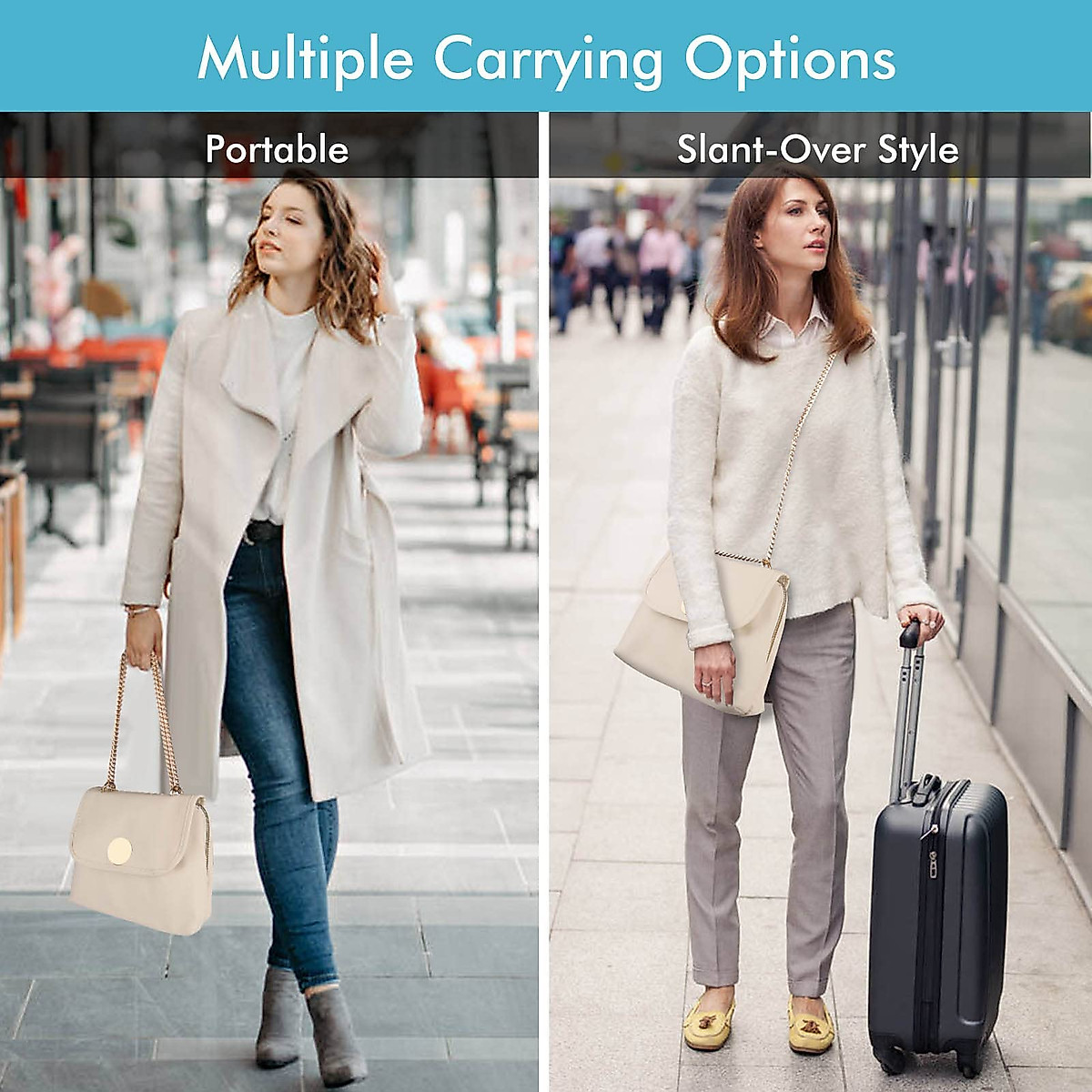 Devotee Toiletry Bag for Women, Travel Bag with Hanging Hook, Water-Resistant Makeup Bag for Full Sized Toiletries, Cosmetic Organizer for Toiletries, White