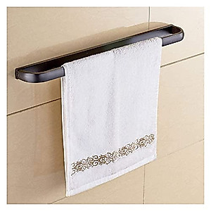 Towel BAR Rack Towel Shelfs,Simple Black Bathroom Towel Rack Bathroom Hardware Single Rod Towel Rack Black Copper Towel Bar