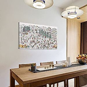 Wheres Waldo Ski Slopes Wally Handford Children Artwork Poster Painting Print on Canvas Bedroom Wall -YangTing 24x36inch(60x90cm)
