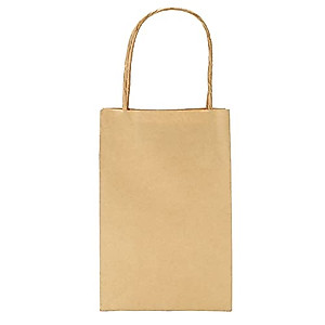 Ronvir 50pcs Brown Gift Bags 5.25x3.25x8 Inches Brown Paper Bags With Handles Small Brown Kraft Bags For Party Favor, Goodie, Candy, Halloween, Christmas, Thanksgiving