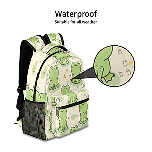 Cute Frog Backpack School Bookbag for Kids Boys Girl, Animal Gragonfly Backpacks Book Bag Travel Hiking Camping Daypack