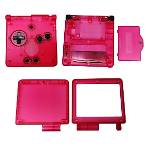 Cowhilan Replacement Clear Full Housing Shell Case Compatible with Gameboy Advance SP GBA SP Console, Send with Game Card Shell, Transparent Red