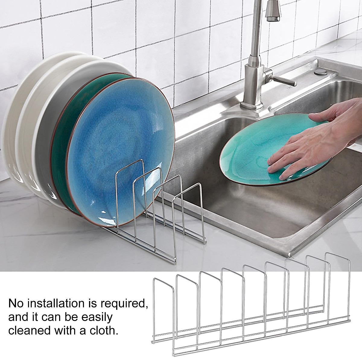 TITA-DONG Dish Drying Rack fro Kitchen Counter, Iron Dry Sink Drainer Holder, Kitchen Dish Stand Plate Rack Shelves, Lightweight Cabinet Storage Organizer for Dish, Plate, Bowl, Pot Lid, Pans