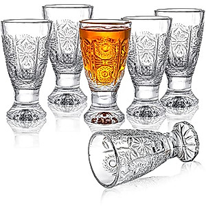 Nicunom 12 Pack Shot Glasses, 1.6 Oz Carved Shot Glass with Heavy Base, Round Shot Glasses Bulk, Lead-free Clear Shot Glass for Vodka, Whiskey, Tequila, Liquor, Espresso