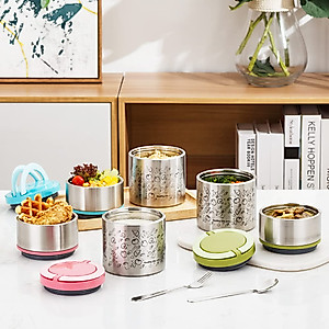 Lille Home Vacuum Insulated Stackable Stainless Steel Thermal Lunch/Snack box, 2-Tier Bento/Food Container with Lunch bag, Smart Diet, Weight Control, 32 Ounces