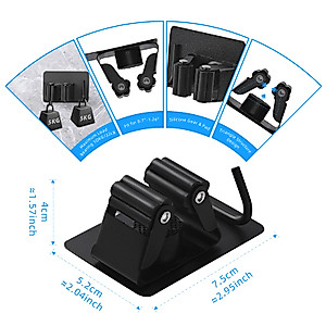 Cokshy 4 Pcs Stainless Steel Broom Holder, Heavy Duty Garden Organizer Rack Rake and Shovel Handle Square Rust Resistant Broom Holder Wall Mount for Kitchen Bathroom Closet Garden Garage - Black