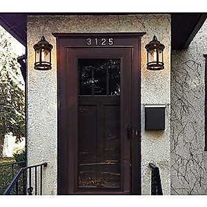 HSPHFX Wall Lantern Coach Lamp Industrial Steampunk Cage Fixture Outdoor Home Wall Sconce Mount with Clear Glass Shade - Dusk to Dawn Exterior Sensor - for Pasture Restaurant Garden Factory