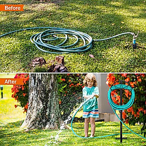 Garden Hose Holder - CreiYuan Water Hose Stand Freestanding Metal Hose Hanger, Detachable Heavy Duty Hose Storage Stand for Outdoor (Love Heart)