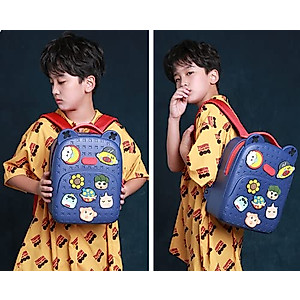 3D DIY Logo Children's toddler Backpack School Bag Waterproof Lightweight Shoulder Travel Bag for kids (Large, Blue)