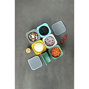 KEVJES Stackable Silicone Artisan Pizza Dough Proofing Containers with Lids pizza making accessories (1 Yellow+1 Green+1Blue+1 Gray+1 Space Gray)