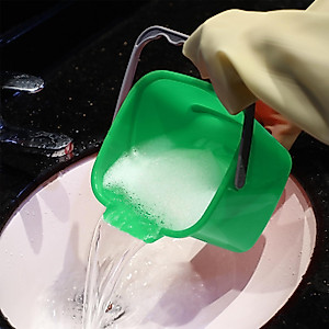 Yaomiao 4 Pcs Cleaning Bucket 3 Quart Small Sanitizing Square Bucket Detergent Pail with Measurements Spout and Handle for Home Commercial Use Restaurant Kitchen Office School (Green)