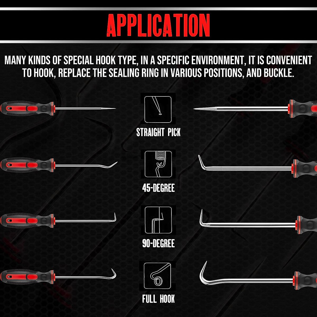 AMM 10-Piece Pick and Hook Set, Precision Automotive Pick Tool Set for Car Auto Oil Seal/O-Ring Seal Gasket Pick Mini Hooks Puller Remover Perfect for Automotive and Electronic Tools