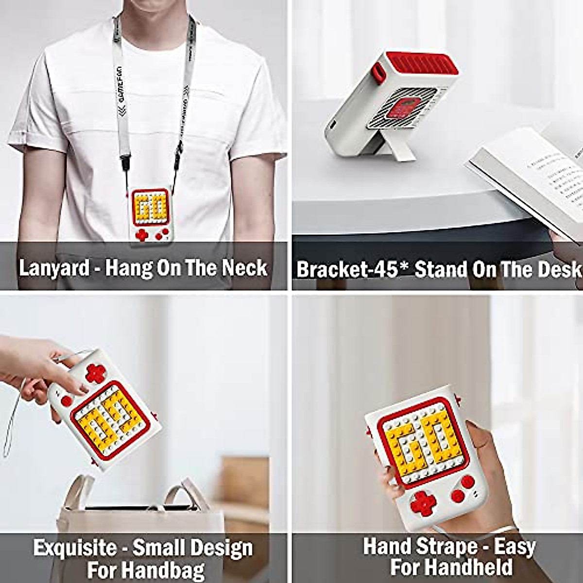 MONTENMIN Portable Mini Fan Rechargeable Battery-Operated Handheld Fan with Adjustable Lanyard, 3 Speeds Vertical Air Flow Personal Desk Fan with Aromatherapy Pad for Kids Home Office Outdoor Travel