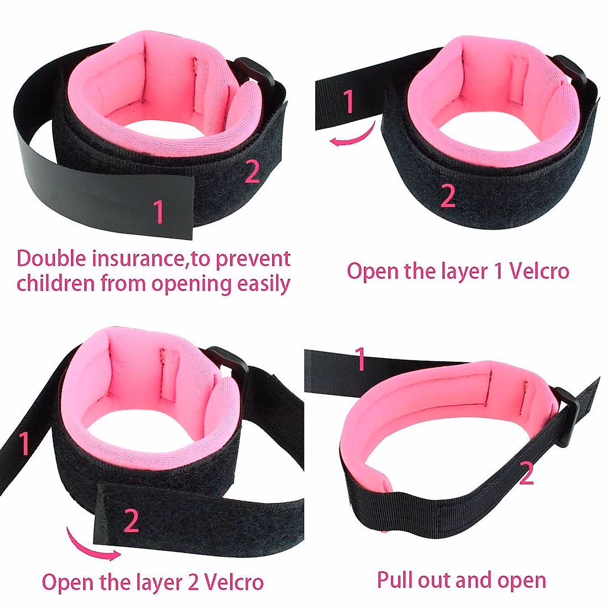 Onwon Anti Lost Safety Wrist Link Child Safety Harness Strap Rope Leash Walking Hand Belt Band Wristband(1.5m Pink)