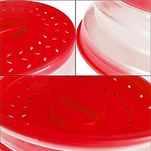 2 Pcs Microwave Splatter Cover Collapsible Microwave Splatter Guard for Food Fruit Vegetables Multi-Purpose Kitchen Gadget for Meal Safe BPA-Free Silicone Plastic Dishwasher-Safe 10.5Inch