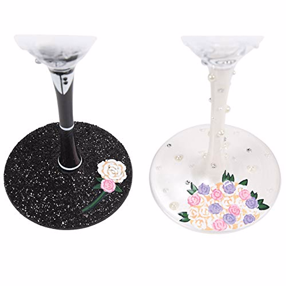 Enesco Designs by Lolita Mrs. Wedding Toasting Hand-Painted Artisan Champagne Flute Set, 2 Count (Pack of 1), Multicolor