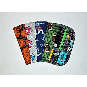 2 Ply Printed Flannel 8x8 Inches Little Wipes Set of 5 Sports Loving Fans