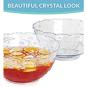 Premium Quality Plastic Punch Bowl With Ladle - Large 2 Gallon Bowl With 5 oz Ladle by Upper Midland Products