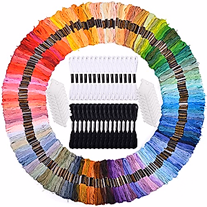 VICOVI 200 Skeins Embroidery Floss and 30 Skeins White & Black Embroidery Thread for Friendship Bracelet String Cross Stitch DIY String Art with 20 PCS Floss Bobbins