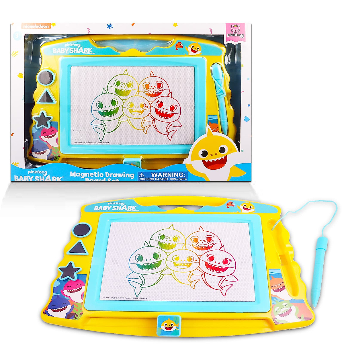 Pink Fong Baby Shark Baby Shark Magnetic Drawing Board Set - Bundle Baby Shark Drawing Board Kids and Toddlers Plus Finding Dory Stickers, Toy Story Travel Book, and More (Baby Shark Drawing Pad)