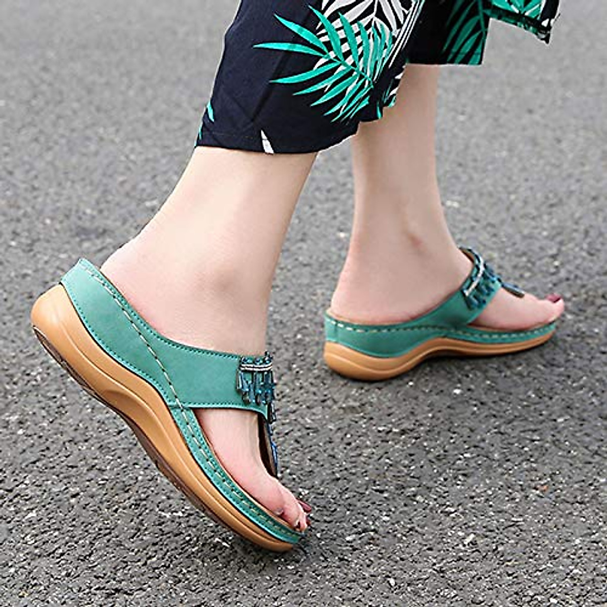 justHIGH Women's Sport Flip Flops Comfort Casual Thong Sandals Outdoor Platform Wedge Sandals Casual Shoes