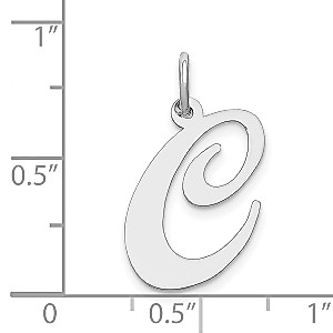 14K White Gold Large Dainty Letter C Initial Name Monogram Necklace Charm Pendant Only