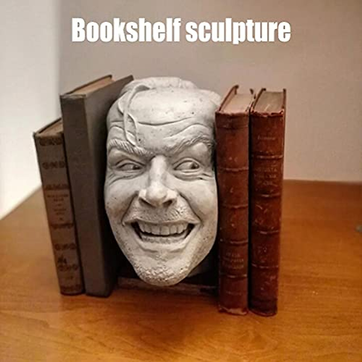 BNKK Jack Nicholson Sculpture Book Ends Library Sculpture Resin Bookend Desktop Ornament Book Shelf for Your Study,Living Room Ornament Decoration, White, (JJ04500851_whit1-6726-1800171201)