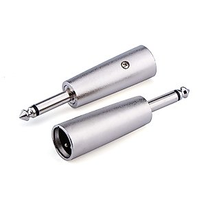 ALEKOR XLR Male to 1/4 Inch Male TS Adapter - 6.35mm Mono to XLR Male Gender Changer Connector - 2 Pack