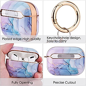 OLEBAND Airpods Pro 2 Case 2022 with Cute Pattern for Women and Girls, Hard Protective Cover for Apple iPods Pro 2nd Generation Case,LED Visible,Watercolor Marble