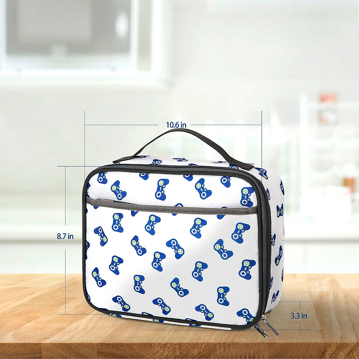 Insulated Lunch Bag - Freezable Case Meal Tote Cooler with Pockets for Kids Girls Boys Teens Water Resistant Reusable Hot Cold School Work Padded with Handle - Lunch Containers (Video Game)