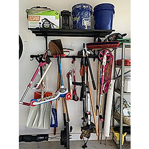 StoreYourBoard Tool Pro Essential Garage Rack, Equipment Organizer, Wall Mount Hanger With Overhead Shelf