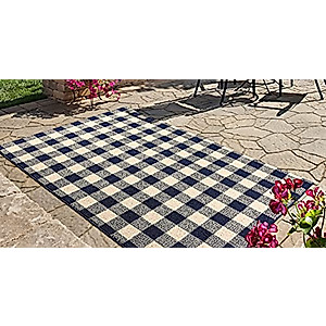 Garland Rug Country Living Buffalo Plaid 5 Ft. x 7 Ft. Indoor/Outdoor Area Rug Navy/Ivory