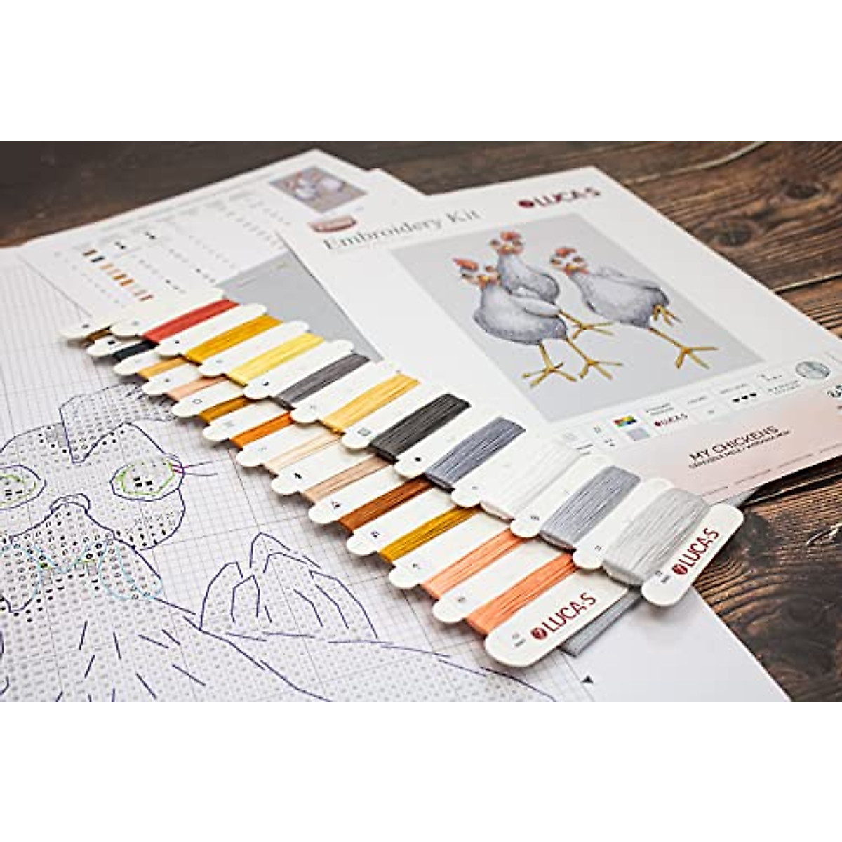 Luca-S Cross Stitch Kit My Chickens, Counted Cross Stitch Kit for Adults, Embroidery Needlecraft Kit