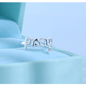 Helen de Lete Fashion English Letter Pray Sterling Silver Open Ring