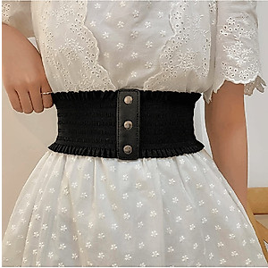 ALAIX Women's Wide Belt Stretchy Dress Belts Elastic Snap-Button Corset Belts for Women Waist Belt Waistband