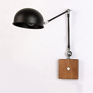 CONXEN Bedroom Wall Lights, Wall Sconces, Industrial Swing Arm Wall Lamp Wall Sconce Lighting Wall Light Fixtures Plug in Cord with On Off Switch Base Compatible with Indoor and Bedroom