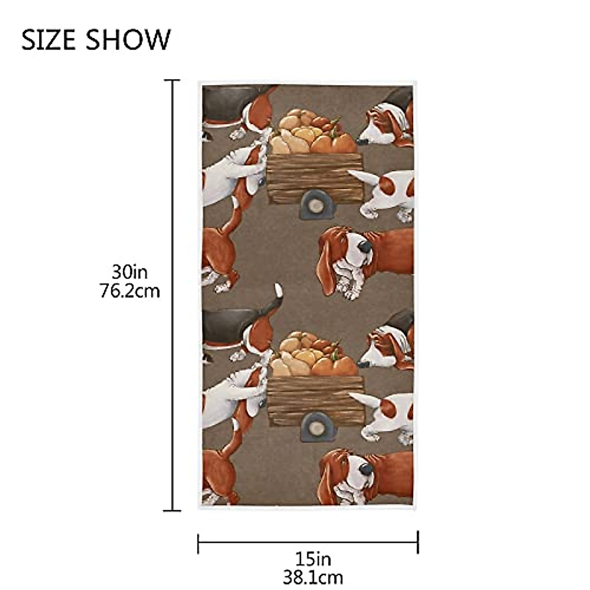 QUGRL Basset Hound Dogs Hand Towels for Bathroom Autumn Harvest Pumpkins Small Bath Towel 16x30 in, Decorative Kitchen Dish Towels Guest Fingertip Towel Washcloth for Spa Gym Sport